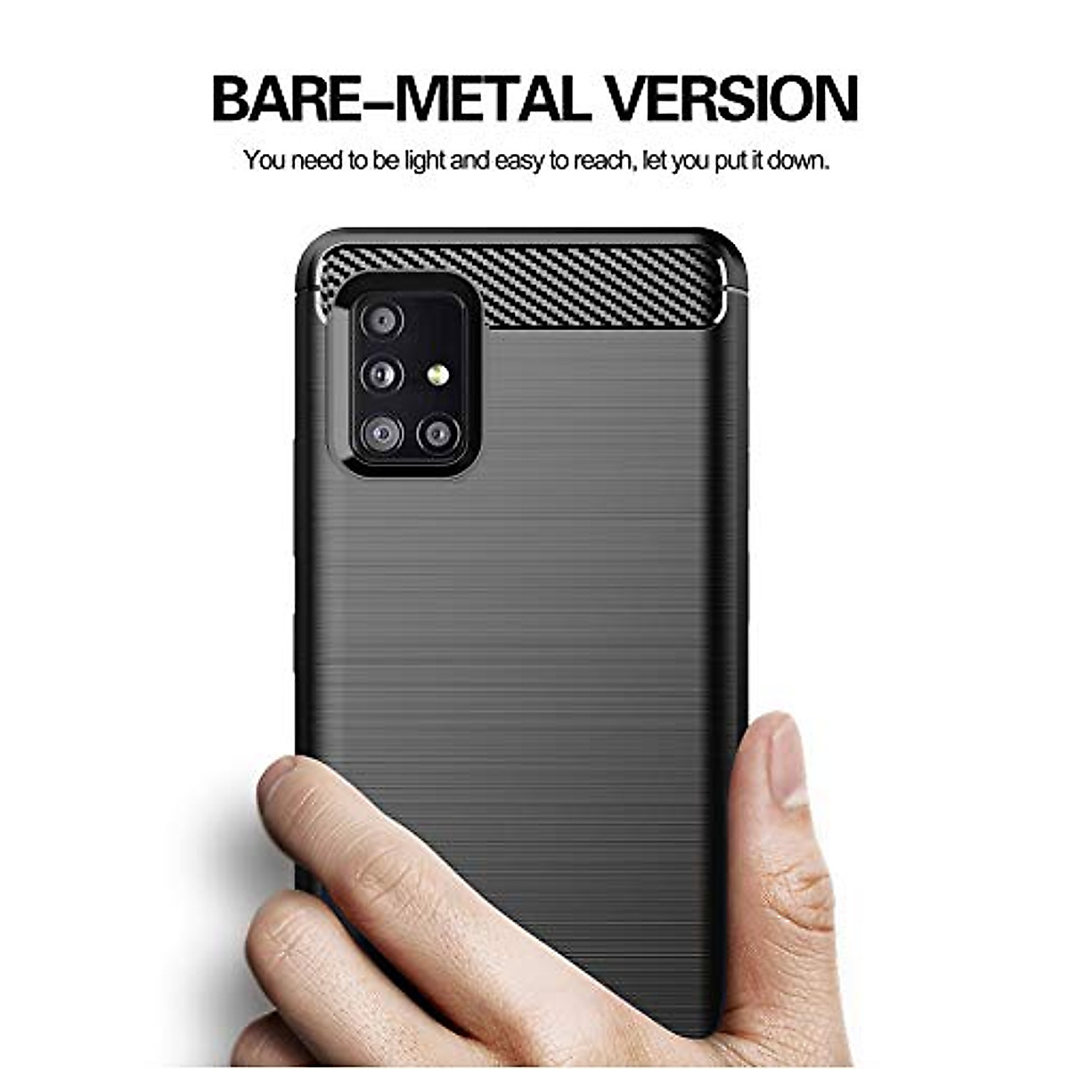 Samsung A51 5G Case with HD Screen Protector - M MAIKEZI Slim TPU Non-Slip Phone Cover (Black Brushed)