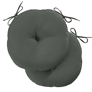 LOVTEX Bistro Chair Cushions Set of 4, Outdoor Round Chair Cushions 15 Inch, Waterproof Round Outdoor Cushions with Ties, Dark Gray Outdoor Chair Cushions for Patio Furniture