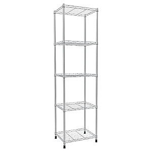 YisanCrafts 5 Tier Fixed Layer Spacing Storage Shelf Metal Storage Rack Wire Shelving Unit Storage Shelves Metal 660Lbs Capacity 17" L x 13" W x 63" H for Pantry Closet Kitchen Laundry Grey