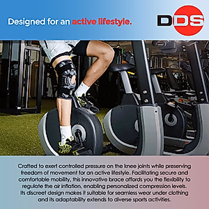 DDS Air Pneumatic Compression Knee Brace - Relief for Sore Joints, Muscle Stiffness and Meniscus Pain. Compression Sleeve for Sports and Exercise, Improve Circulation, Reduce Knee Pain & Swelling (L)