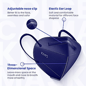 Dolce Calma KN95 Face Mask, 60 Pack Individually Wrapped 5-Ply Breathable & Comfortable Multicolor Masks for Men and Women, KN95 Masks for Adults with Adjustable Nose Clip & Flexible Earloop KN95 Mask