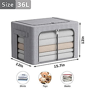 2Pack Stackable Storage Bins Oxford Frame Storage Box with Clear Window, Label Holder, Durable Carry Handles