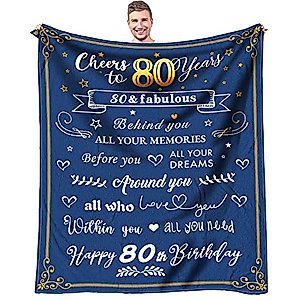 80th Birthday Gifts for Men Blanket, 80 Year Old Birthday Gifts for Dad or Grandpa, 1943 Birthday Gifts for Men, Best 80th Birthday Gifts Ideas for Man Cozy & Soft Flannel Throw Blanket 60 x 50 inch