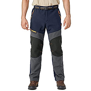 TACVASEN Men's Waterproof Pants Winter Pants Fleece Lined Pants Snow Pants Warm Pants Outdoor Pants Hiking Pants Navy