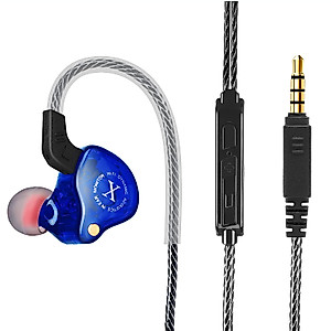 UrbanX iX2 Pro Dynamic Hybrid Dual Driver in Ear Musicians Earphones with Mic Tangle-Free Cable in-Ear Earbuds Headphones for Sony Xperia 1 III