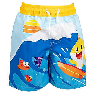 Pinkfong Baby Shark Baby Boys 3 Piece Swimsuit Set: Sunsuit Swim Rash Guard Swim Trunks 18 Months