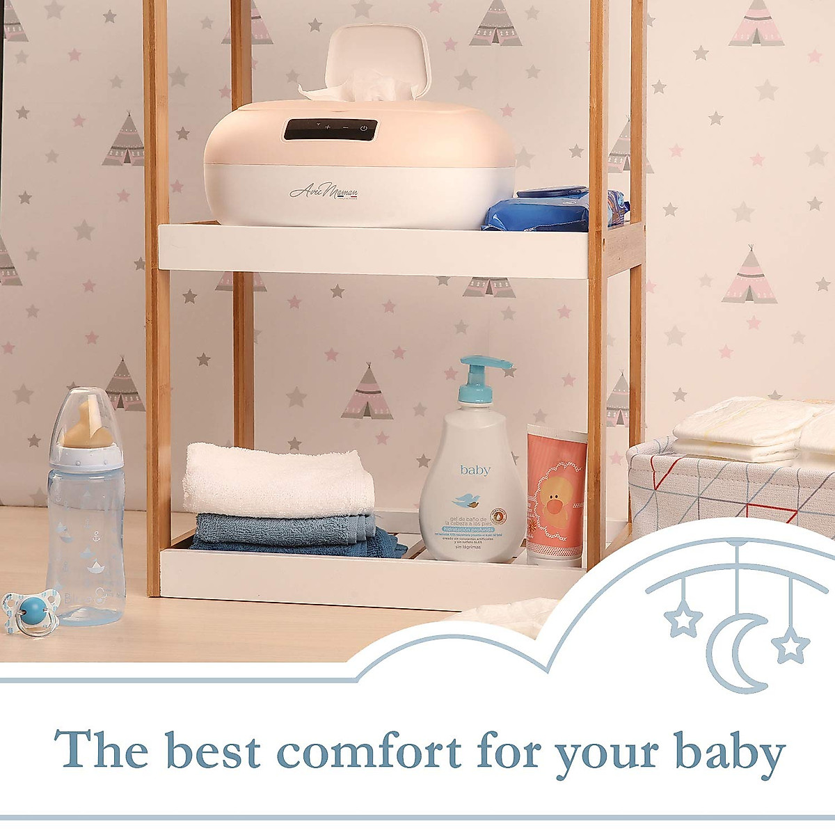 Avec Maman La Caresse Baby Wipe Warmer - Baby Essentials for Girls - Wet Wipe Dispenser - Adjustable Heat Settings Digital Display - Pink - Calentador de Wipes para Bebes - Ideal for Baby Shower