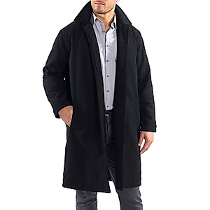 Alpine Swiss Zach Men’s Wool Blend Overcoat – Knee-Length Trench Coat, Runs Large for Layering Over Suits or Sweaters Black Large
