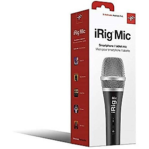 IK Multimedia iRig Mic Handheld Condenser Microphone for Mobile Devices, Metal Housing, 3.5mm Jack for iPhone, iPad, iPod Touch, and Android Devices Plus Headphone Output