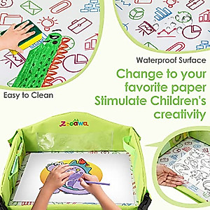 Zooawa Kids Travel Tray, Car Seat Tray for Kids Toddlers Car Seat, Toddler Car Seat Lap Tray, Road Trip Essentials Activity Table, Carseat Table Tray for 36M+ Kids Road Trip Activities, Green