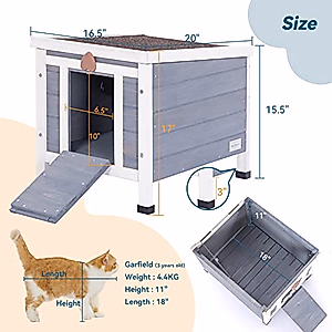 Petsfit Outdoor Cat House, Higher Feet to Against Rain, Snow and Moisture, Cat Houses for Outdoor Cats, Rabbit Hutch with Openable Roof