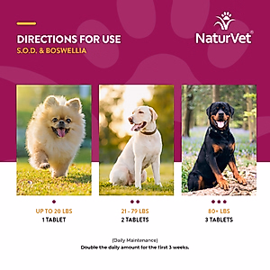 NaturVet S.O.D. & Boswellia Extra Joint Support Dog Supplement – Dog Hip Supplement – Helps Alleviate Aches, Pain – for Dog Flexibility, Healthy Joint Function – 150 Ct. Chewable Tablets