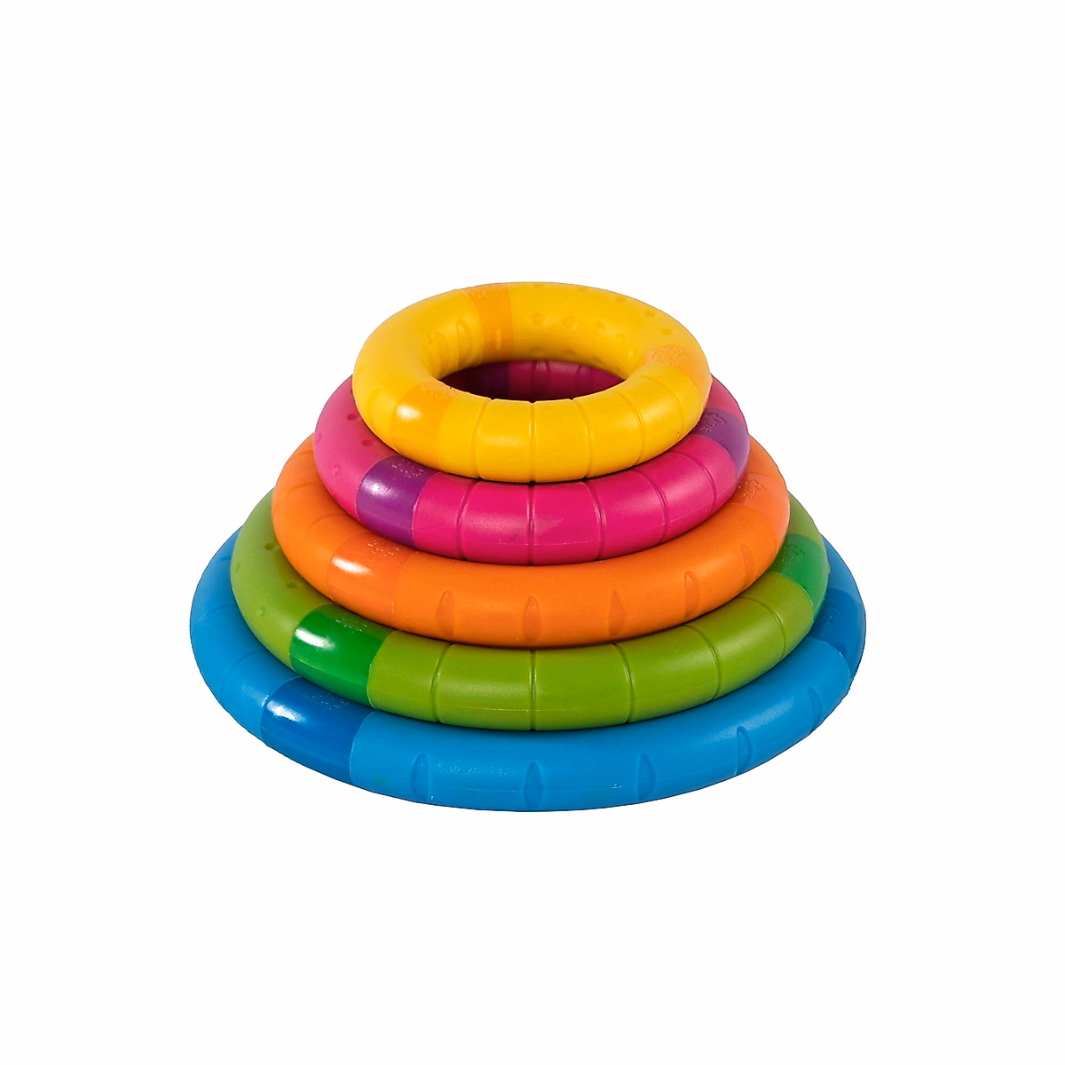 Fat Brain Toys Tinker Rings - Set of 5 Magnetic Stacking & Tactile Rings, Ages 2+