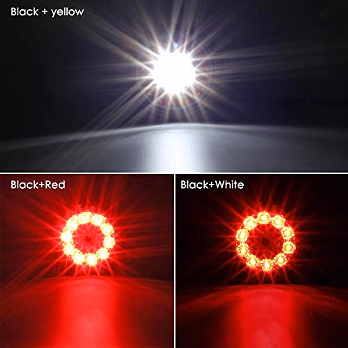 Partsam 2Pcs 4" Inch Round LED Trailer Tail Lights 16LED w Rubber Grommet, Waterproof Sealed Round Red Stop Turn Tail Brake Running Lights White Reverse Backup Lights Lamps for RV Trailer Trucks