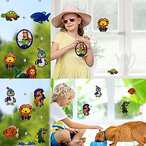 Create Your Own Suncatchers for Window Hanging – 24-Pack Window Glitter Art Suncatcher Kit with 12 Colors – Arts and Crafts for Kids