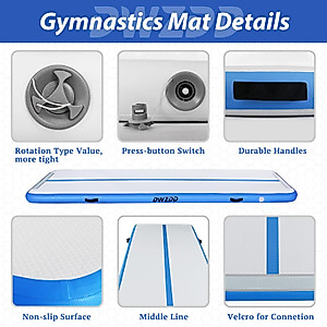 Dwzdd Gymnastics Air Mat 10ft/13ft/16ft/20ft Tumbling Mat Inflatable Gymnastics Tumble Track for Home/Gym/Training/Cheerleading/Water with Electric Pump