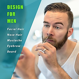 Facial Hair Small Grooming Scissors For Men Women - Eyebrow, Nose Hair, Mustache, Beard, Eyelashes, Ear Trimming Kit - Curved and Rounded Safety Tip Clippers For Hair Cutting 2PCS With Cover Black