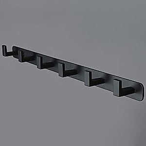 Vanloory Coat Rack, Heavy Duty Stainless Steel 4 Tri Coat Hook Hanger, Wall Mounted Storage Wall Hook, Rustic Clothes Hook/Key Hook Rail for Bathroom Kitchen Entryway(6 Hook Black)