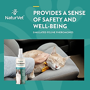 NaturVet Hemp Quiet Moments Calming Drops for Cat, 1oz & Quiet Moments Herbal Calming Spray, 8 Ounce - Feline