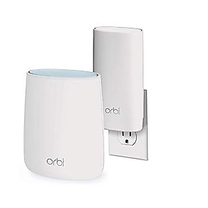 NETGEAR Orbi Compact Wall-Plug Whole Home Mesh WiFi System - WiFi router and wall-plug satellite extender with speeds up to 2.2 Gbps over 3,500 sq. feet, AC2200 (RBK20W)