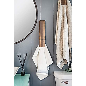 Giant Clothespin Bathroom Towel Holder | Huge 12” Clothes pin | Farmhouse bathroom décor | Laundry room or nursery décor | Towel Rack or Hook | Bathroom Accessories wall décor (Jacobean)