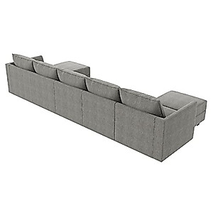 HONBAY Modern Fabric Corner Sectional Sofa Modular Sectional Couch with Ottoman U Shape Sofa 7 Seater Couch with Storage for Living Room, Grey