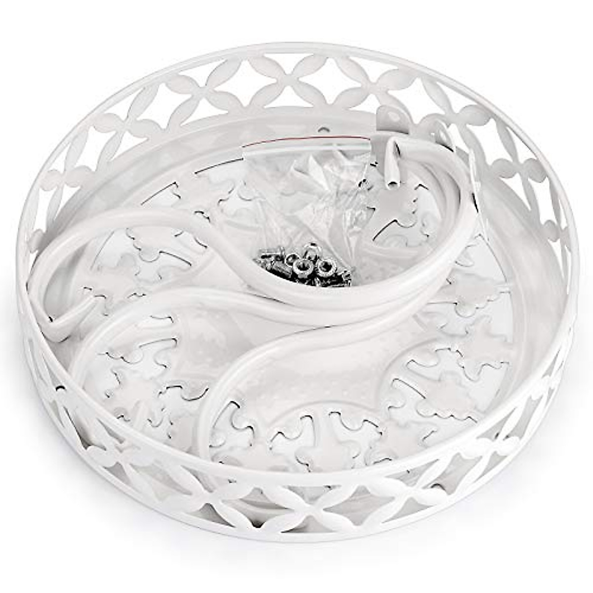 OwnMy Metal Round Plant Stand Rustproof Iron Flower Pot Holder, Modern Plant Stand Plant Display Potted Rack, Indoor Outdoor Plant Stand Heavy Duty Plant Holder for Home, Garden, Plant Lovers (White)