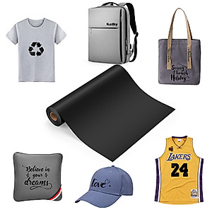 Black Heat Transfer Vinyl 12" x 35ft Black HTV Vinyl Roll, Heat Transfer Vinyl for T Shirts, Black Iron on Vinyl for Cricut & Cameo, Silhouette, Easy to Cut & Weed