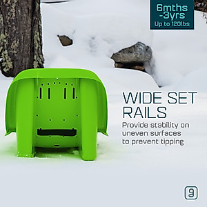 Gizmo Riders: Baby, Toddler Sled - 3-Point Safety Harness, Retractable Tow Strap, Anti-Slip Seat, Sturdy Plastic Snow Sleds for Kids and Infants, Outdoor Toys, Snow Toys, 6 Months +, Up to 55 lbs