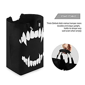 WELLDAY Laundry Hamper with Handle Vampire Teeth Laundry Baskets Foldable Dirty Clothes Basket Large Storage Laundry Organizer