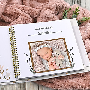 ZICOTO Keepsake Baby Memory Book - 100-Page Scrapbook with 5 Small Boxes for Precious Memories and Milestones from Pre-Birth to 1st Birthday