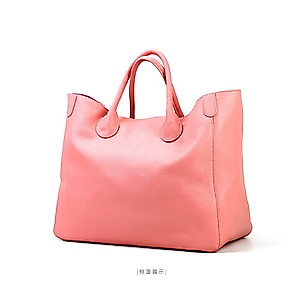 Oversize Tote Bag for Women Genuine Leather Handbags and Purses Cowhide Brown Large Shopper Bag Female Travel Handbag (about 41cm-21cm-34cm,Pink), Brown,pink