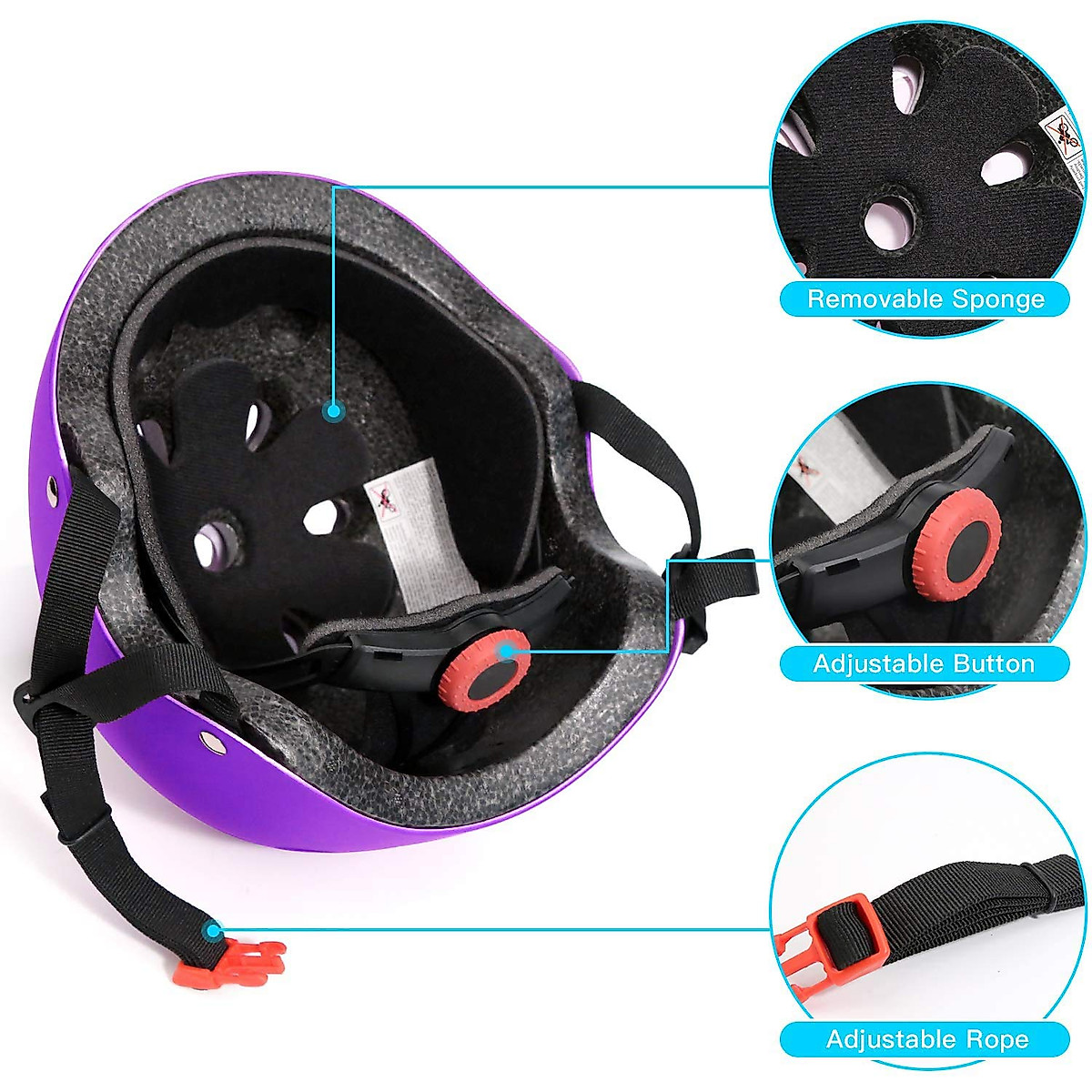 Adjustable Helmet for Ages 5-16 Kids Toddler Boys Girls Youth,Protective Gear with Elbow Knee Wrist Pads for Multi-Sports Skateboarding Bike Riding Scooter Inline skatings Longboard Roller Skate