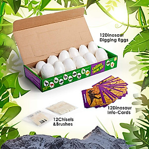 DOTSOG Easter Eggs Gifts for Kids,12 Pack Dino Eggs Dig Kit, Dinosaur Toys for Kids Open Unique Large Surprise Dinosaur Filled Eggs Archaeology Preschool Educational Science for Children & Adult.