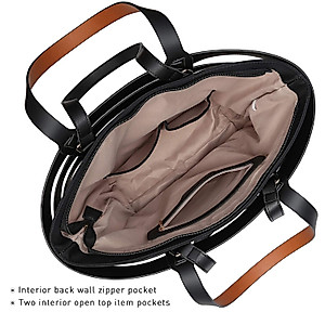 2Pcs Women Tote Handbag Oxford Cloth Purse Top Handle Work Bag Large Capacity Shoulder Bag For Work(Black)