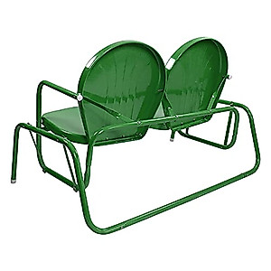 Northlight 2-Person Outdoor Retro Metal Tulip Double Glider Patio Chair, 32", Green