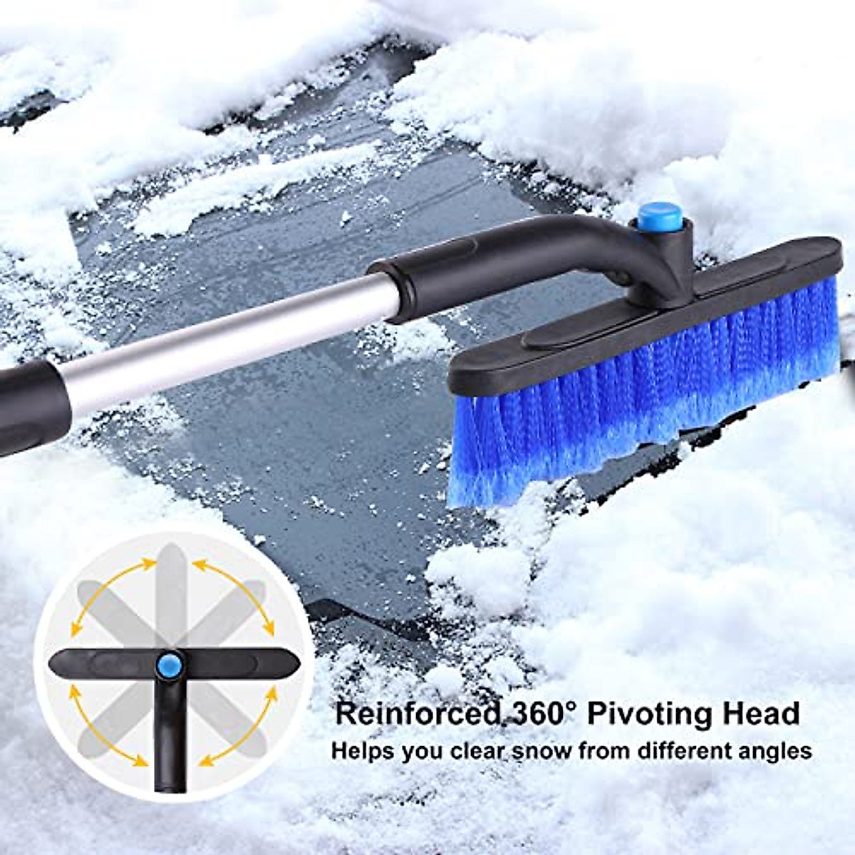 Rousytn 32" Extendable Ice Scraper Snow Brush, Snow Scraper Brush for Car Windshield, Detachable Snow Removal Tool with Foam Grip for Cars, Trucks, SUV
