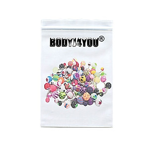 BodyJ4You 100PC Belly Button Rings Banana Barbells 14G Surgical Steel Bar Mix Color Body Jewelry