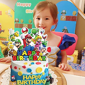 Mario Cake Topper Decorations Mario Happy Birthday Party Supplies for Kids Party Favors