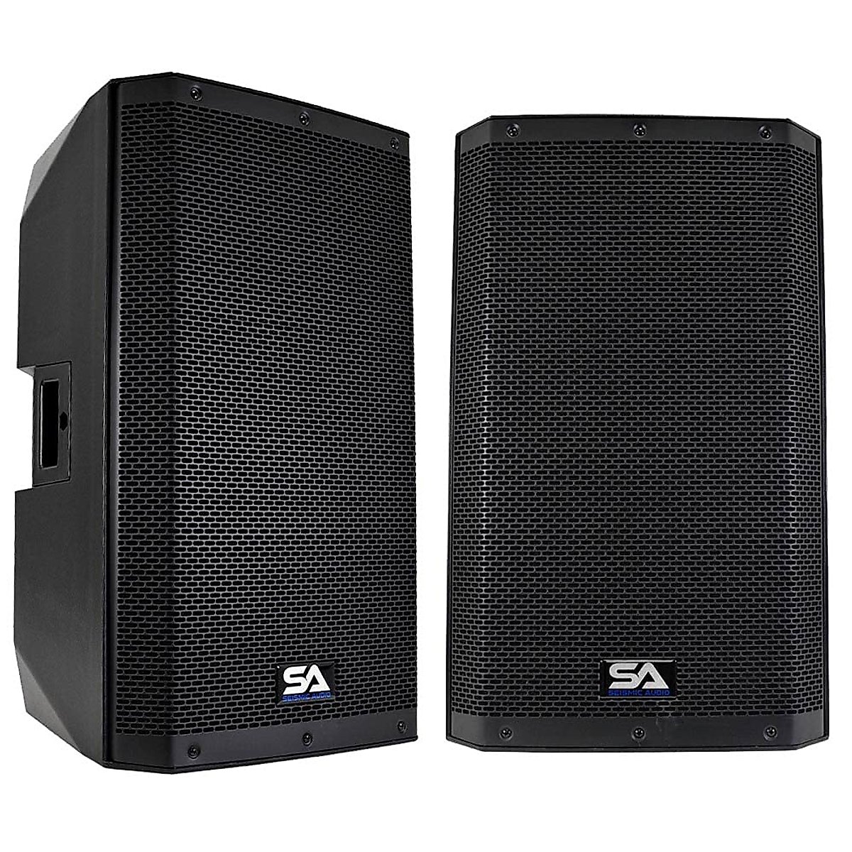 Seismic Audio Speakers Riot-15, Pair of Powered 1000 Watt PA/DJ Speaker with Bluetooth, 15 Inch Speaker, DSP, Built in Mixer & Class D Amplifier