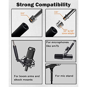Boseen Mic Stand Extension Tube, 4 Pieces Microphone Extension Pipe Microphone Stand Extender with 2 Screw Aadpters for Desk Boom Arm Stands
