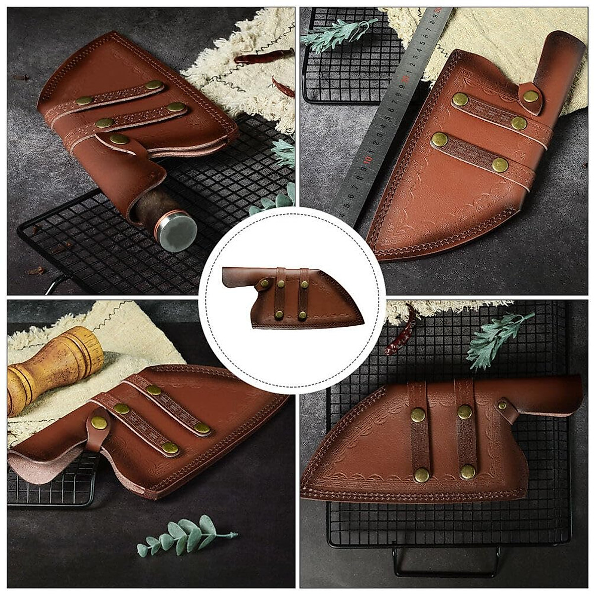 Cabilock PU Leather Meat Cleaver Sheath Waterproof Wide Knife Cover Butcher Chef Knife Guards Kitchen Knives Blades Protector