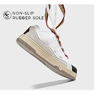 LUCKY STEP Women's Fashion Classic Leopard Leather Suede Sneakers Platform Casual Walking Tennis Club Flat Double Lace up Shoe(White,9B(M) US)