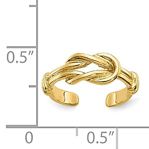 IceCarats 14K Yellow Gold Love Knot Adjustable Toe Ring Open Midi Band Summer Beach Jewelry