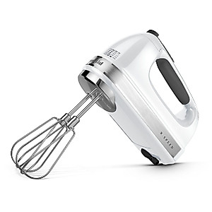 KitchenAid 9-Speed Digital Hand Mixer with Turbo Beater II Accessories and Pro Whisk - White