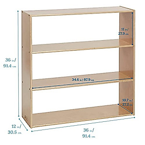 ECR4Kids Streamline 3-Shelf Storage Cabinet, 36in High, Double-Sided Display, Natural
