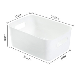 CHEOTIME Plastic Storage Basket, Desktop Storage Basket with Handle Reusable PP Cosmetic Storages Box Desktops Sundries Organizer with Handle for Household(Medium-White)