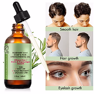 Rosemary Essential Oil (2 fl oz),Rosemary Oil for Hair Growth & Skin Care,Dry Scalp Treatment, Hair Growth Serum for Hair,Organic Hair Oil