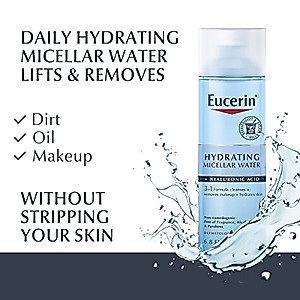 Eucerin Hydrating 3-in-1 Micellar Water, Formulated with Hyaluronic Acid, 6.8 Fl Oz Bottle