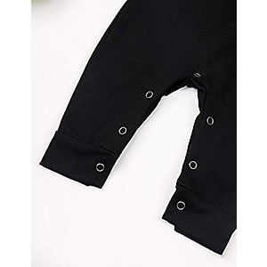 Newborn Baby Boys Girls Romper Toddler One Piece Solid Color Outfits Long Sleeve Hoodie Playsuit Jumpsuits Clothing(12-18M) Black